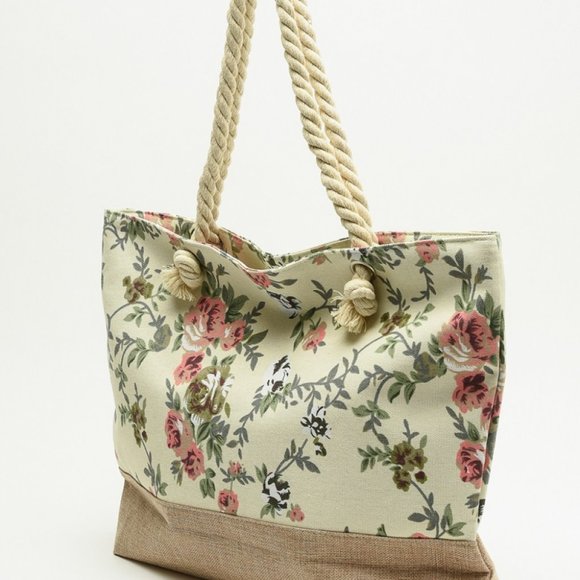 Justin Taylor | Bags | Justin Taylor Floral Rope Handle Tote | Poshmark